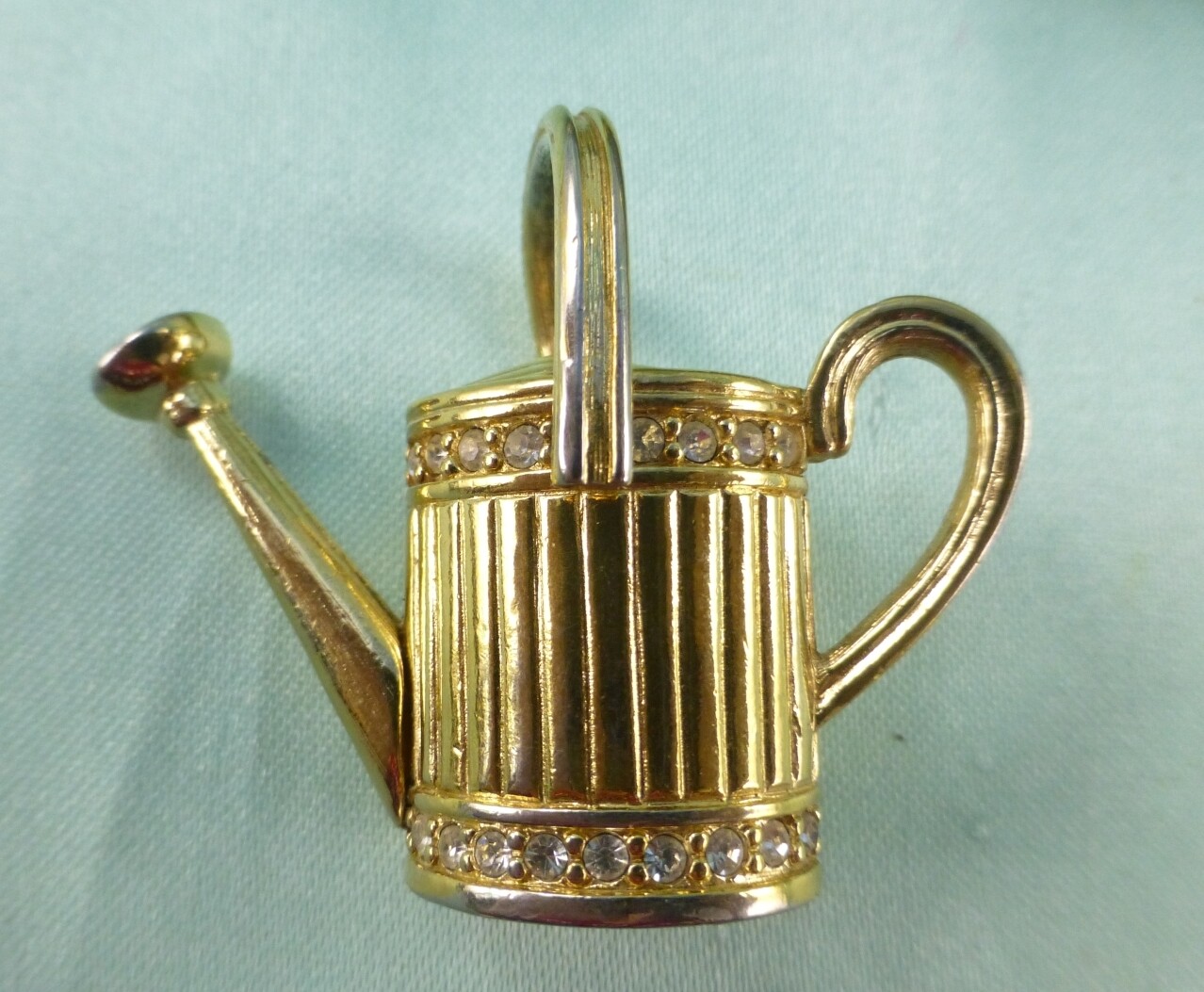 Swarovski Swan Signed Watering Can Crystal Pendant Go… - Gem