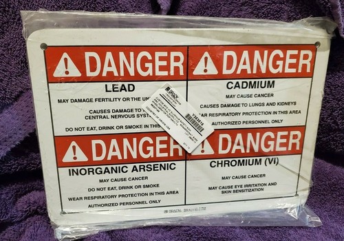 BRADY Aluminum Danger Lead, Cadmium, Inorganic Arsenic, Chromium Sign ...