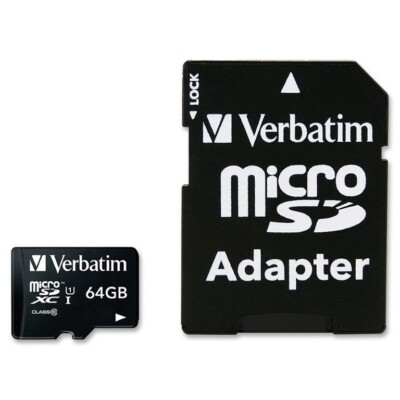 Verbatim 44084 64 GB Class 10/UHS-I (U1) V10 microSDXC - 1 Each - TAA ...