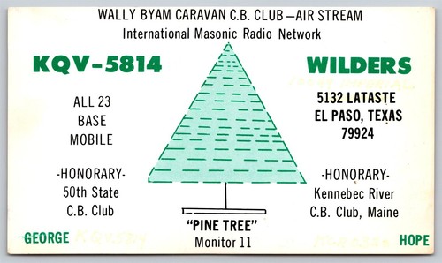 QSL CB Ham Radio Card KQV-5814 El Paso, Texas Wilders | eBay