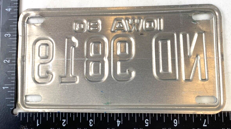 Vintage Iowa 1980 Motorcycle License Plate Man Cave Garage Wall Decor ...