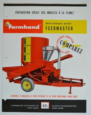 FARMHAND Feedmaster 1960s dealer brochure catalog - French - Canada ...