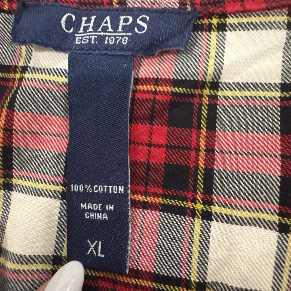 Chaps Pajama Set Size XL Women's Red Plaid Long Sleeve Christmas ...