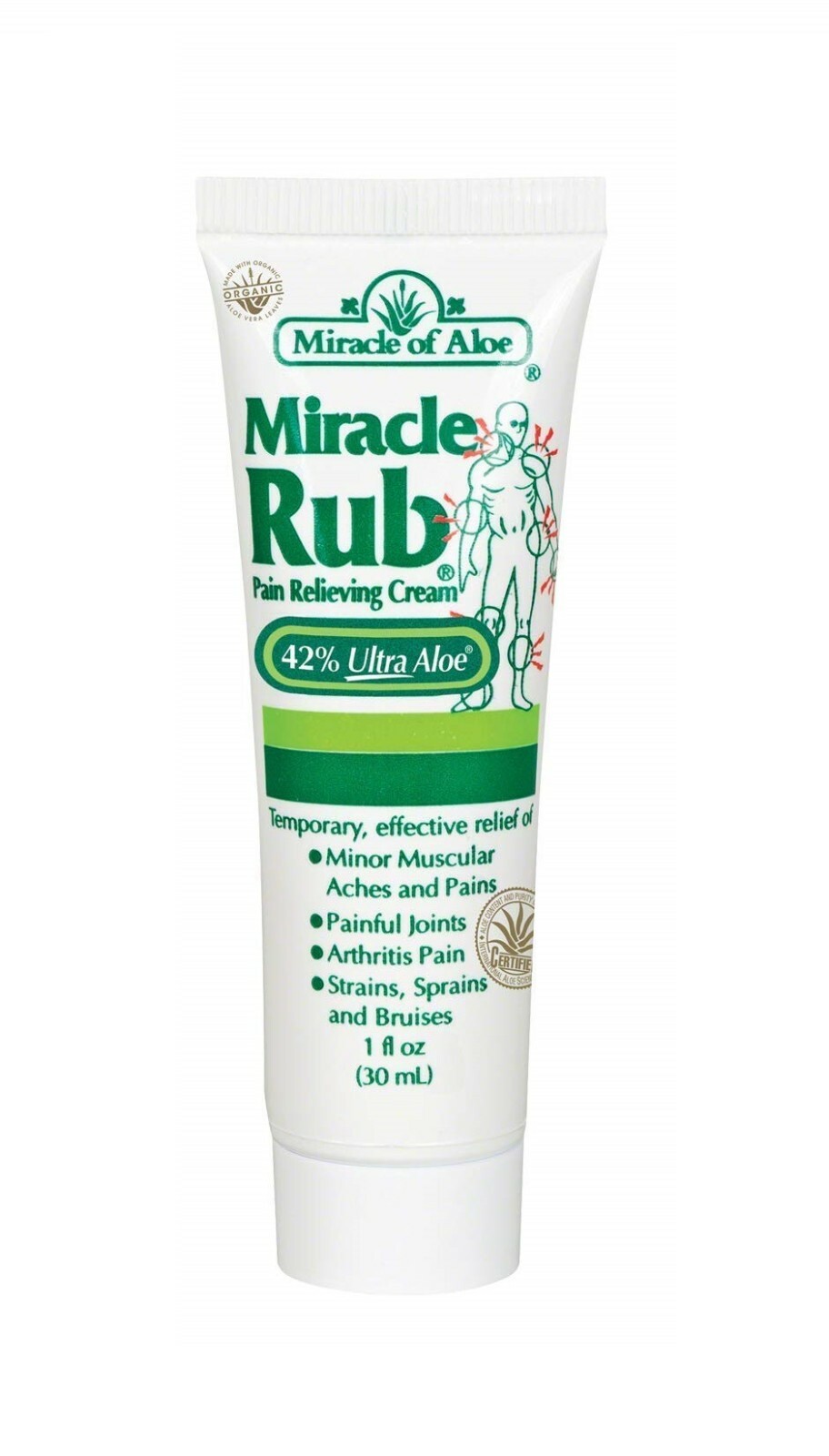 Miracle Rub Pain Relieving Cream with 42% Ultra Aloe! 1 oz & 8 oz tube ...
