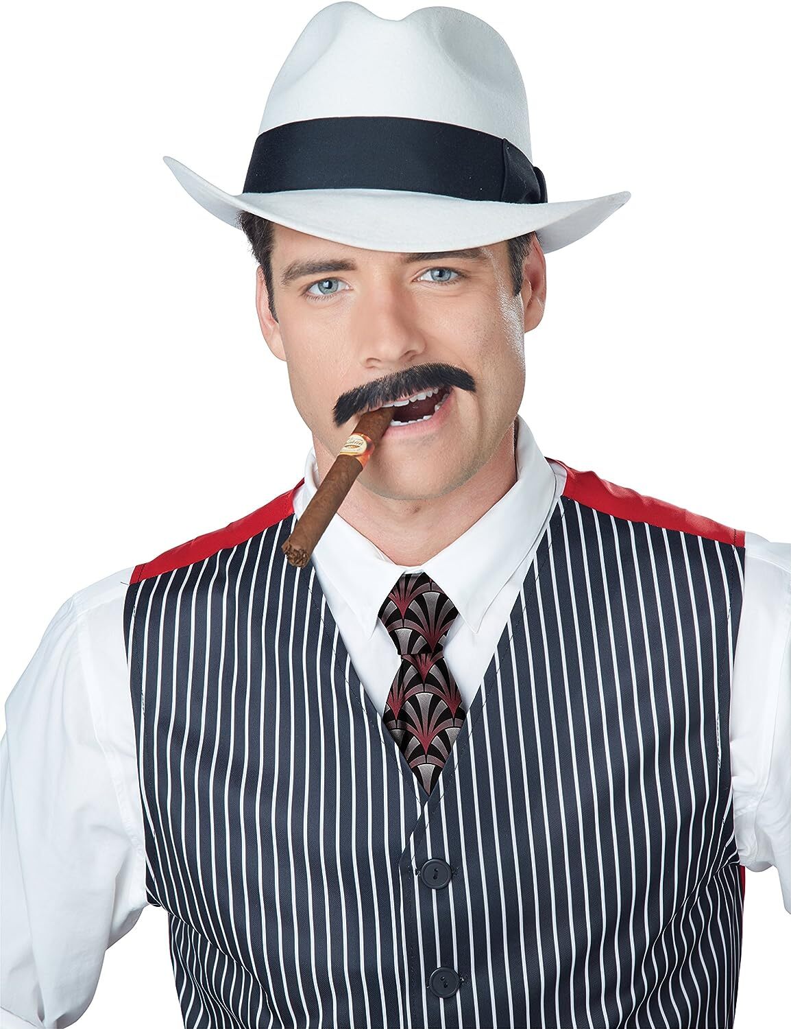 Gangster Stache Black Moustache Fancy Dress Up Halloween Adult Costume ...