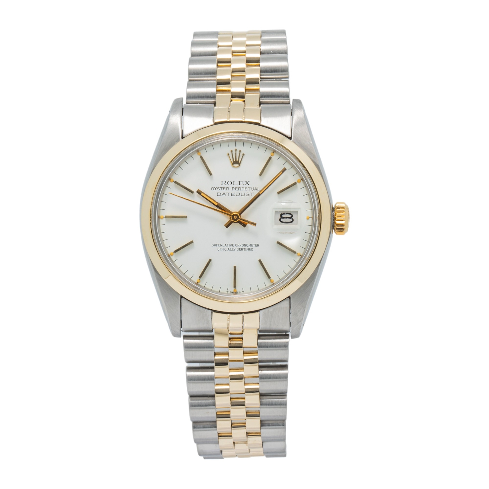 Rolex Datejust 16003 18K Yellow Gold Two Tone Jubilee White Matt Dial ...
