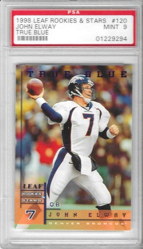 1998 Leaf Rookie & Stars True Blue Football #120 John Elway Broncos PSA ...
