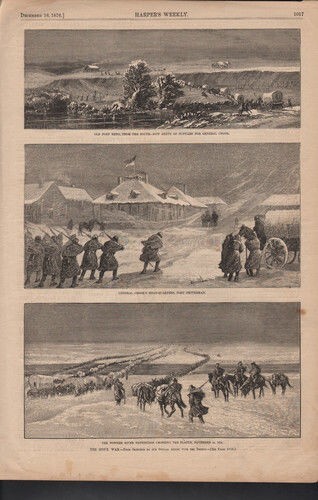 1876 SIOUX WAR MILITARY RENO FETTERMAN FORT SKETCH ARMY SOLDIER INDIAN ...