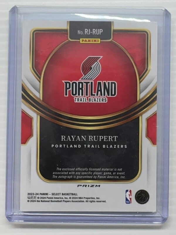 2023-24 Select Rayan Rupert RPA Disco Prizm Rookie Jersey Patch Auto RC ...