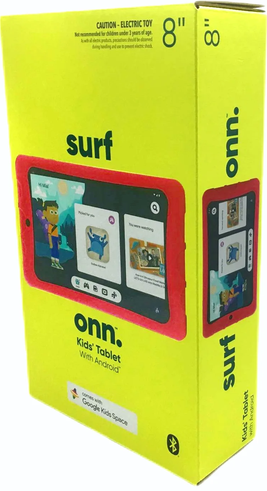 New Onn. Surf 8" Kids' Tablet 32GB Android with Pink Rubberized Sleeve ...