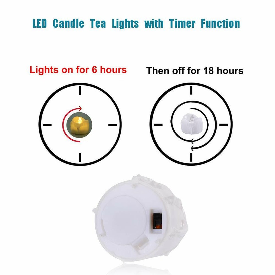 24x LED Teelichter mit Batterie Timer elektrische Teelichter LED Kerzen ...