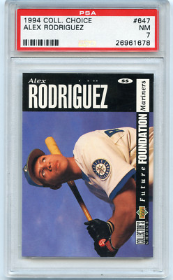 1994 COLLECTOR'S CHOICE #647 ALEX RODRIGUEZ ROOKIE RC, MARINERS - PSA 7 ...