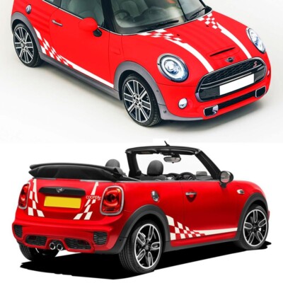 Checkered Car Door Side Hood Rear Stripe Decal Sticker for MINI Cooper ...