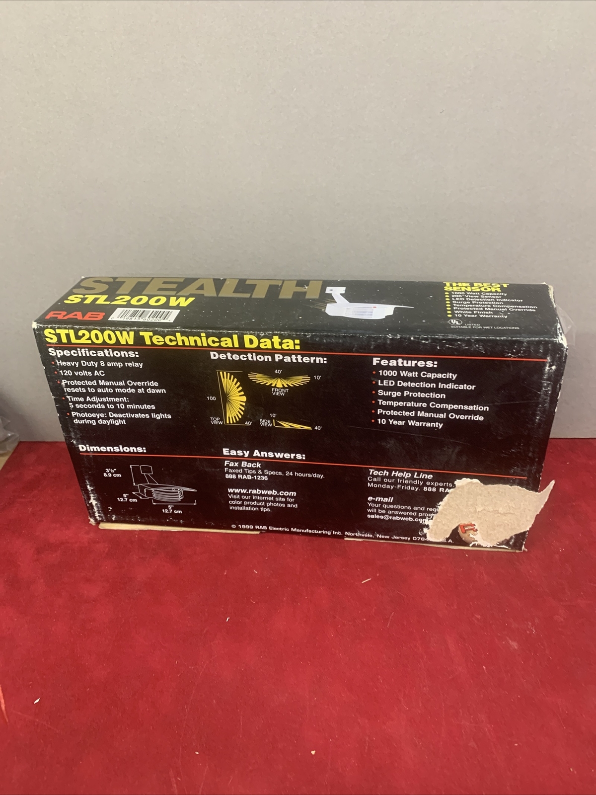 RAB Lighting STL200W Stealth Sensor Plastic 200 Degrees View Detection ...