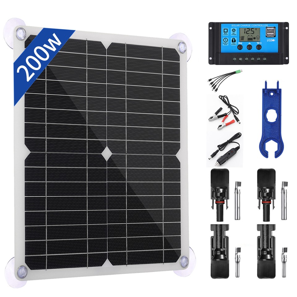 200 Watts Solar Panel Kit 30/100A Battery Charger with 12/24V ...