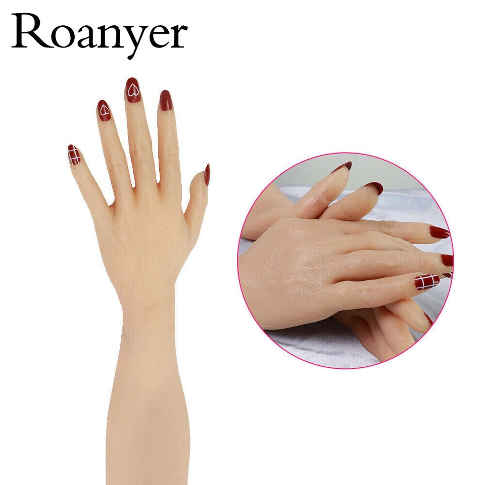 Roanyer Female Gloves Silicone Realistic Hand Fake Finger With Nails ...