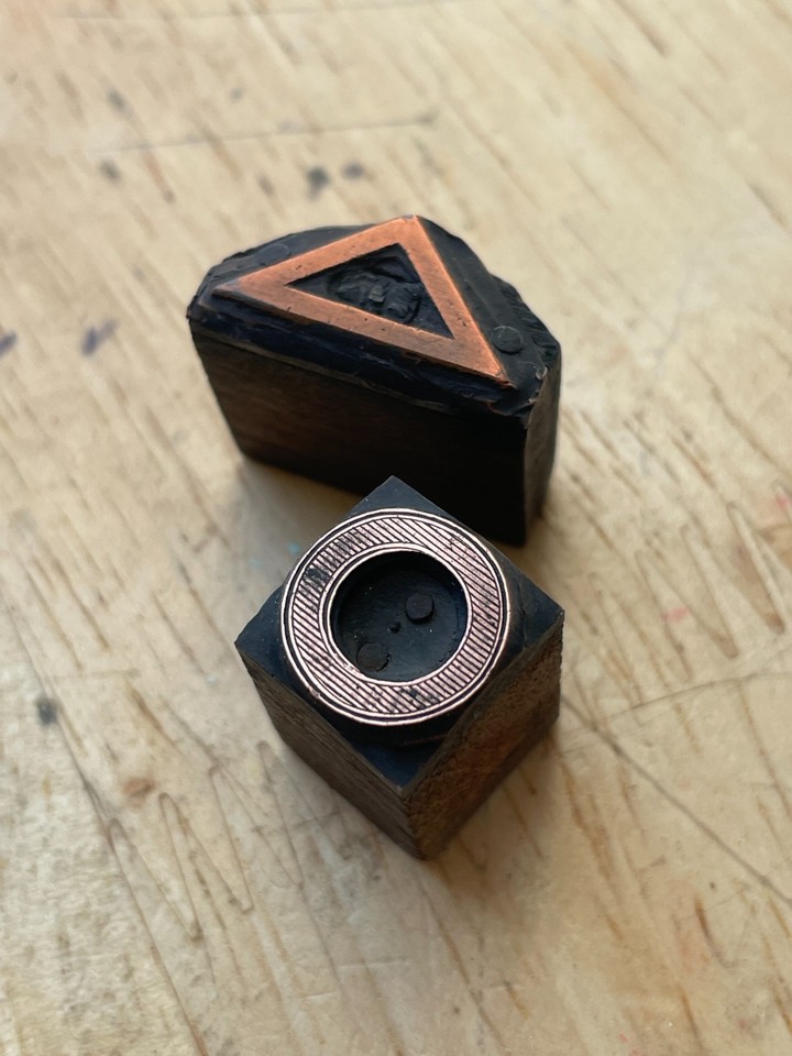 Printing Letterpress Printers Block Copper Small Shapes Triangle ...