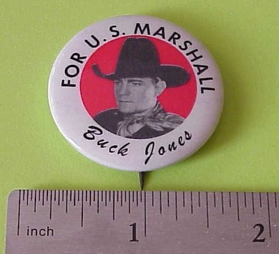 A VINTAGE 1950'S Buck Jones for US Marshall Vintage Pin Back Button 1 1 ...