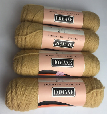 Lot 4 Vintage Romaxe Sport Yarn Skeins Fall Color Topaz #341 2 oz each ...