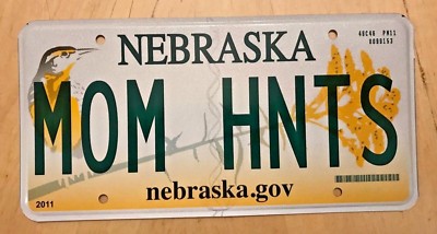 NEBRASKA GRAPHIC BIRD VANITY LICENSE PLATE " MOM HNTS " MOTHER HINTS ...
