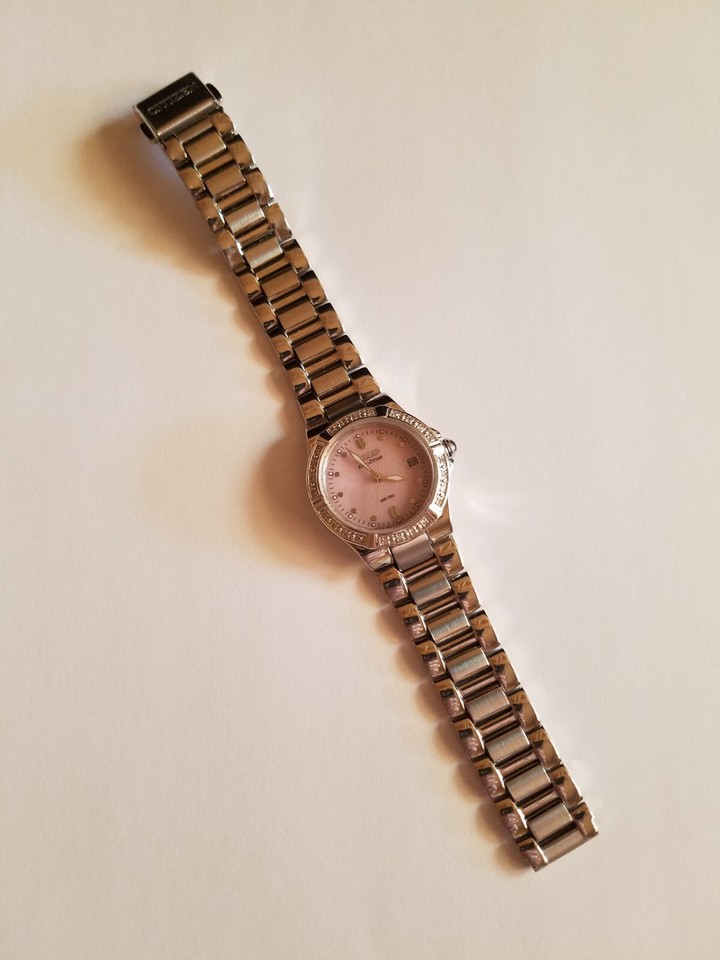 Citizen Women E011-S043697 Eco-Drive Watch Silver Bracelet Band Diamond ...