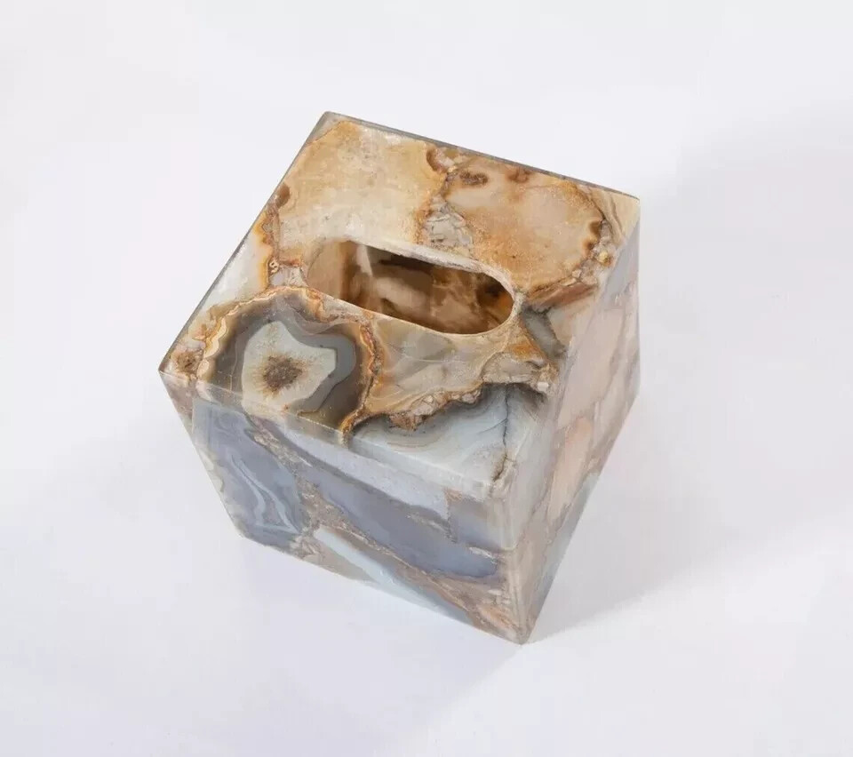Resin with Natural Agate Bath Set Marble Tissue Holder for Home Set of ...