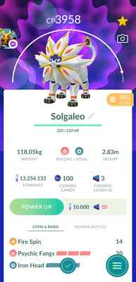 Pokemon Trade Go - Solgaleo ( Cosmog Evolution ) level 40+ 3 move | eBay
