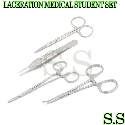 4 PCS SUTURE LACERATION MEDICAL STUDENT SURGICAL DENTAL INSTRUMENTS SET ...