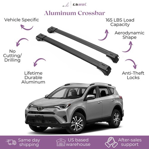 2 Piece Lockable Roof Rack Cross Bars For Toyota RAV4 2013-2018 | Black ...
