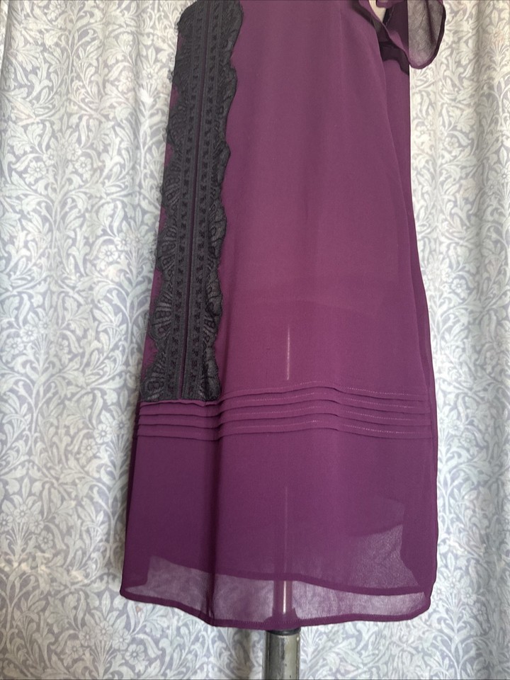 Women’s Matalan Purple & Black Front Lace Smart Long Blouse Top. Size ...