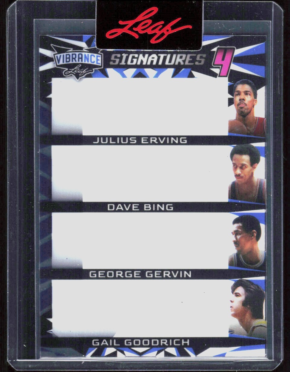 2023-24 Leaf Pre-Production Proof Julius Erving/Dave Bing/George Gervin ...
