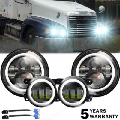 7" Led Headlights Hi/Lo & 4" Fog Lights Combo Kit For Freightliner ...