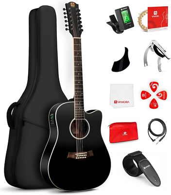Vangoa 12 String Guitar Acoustic Electric, Upgraded Guitar 12 Strings ...