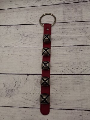 5-Bell Sleigh Bells, Antiqued Brass Bells on Red Leather Strap ...