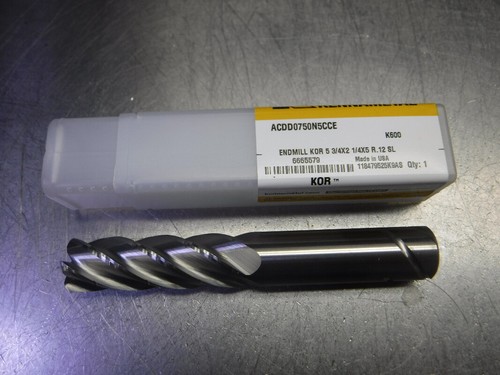Kennametal 3/4" KOR 5 Flute Carbide Endmill ACDD0750N5CCE K600 ...