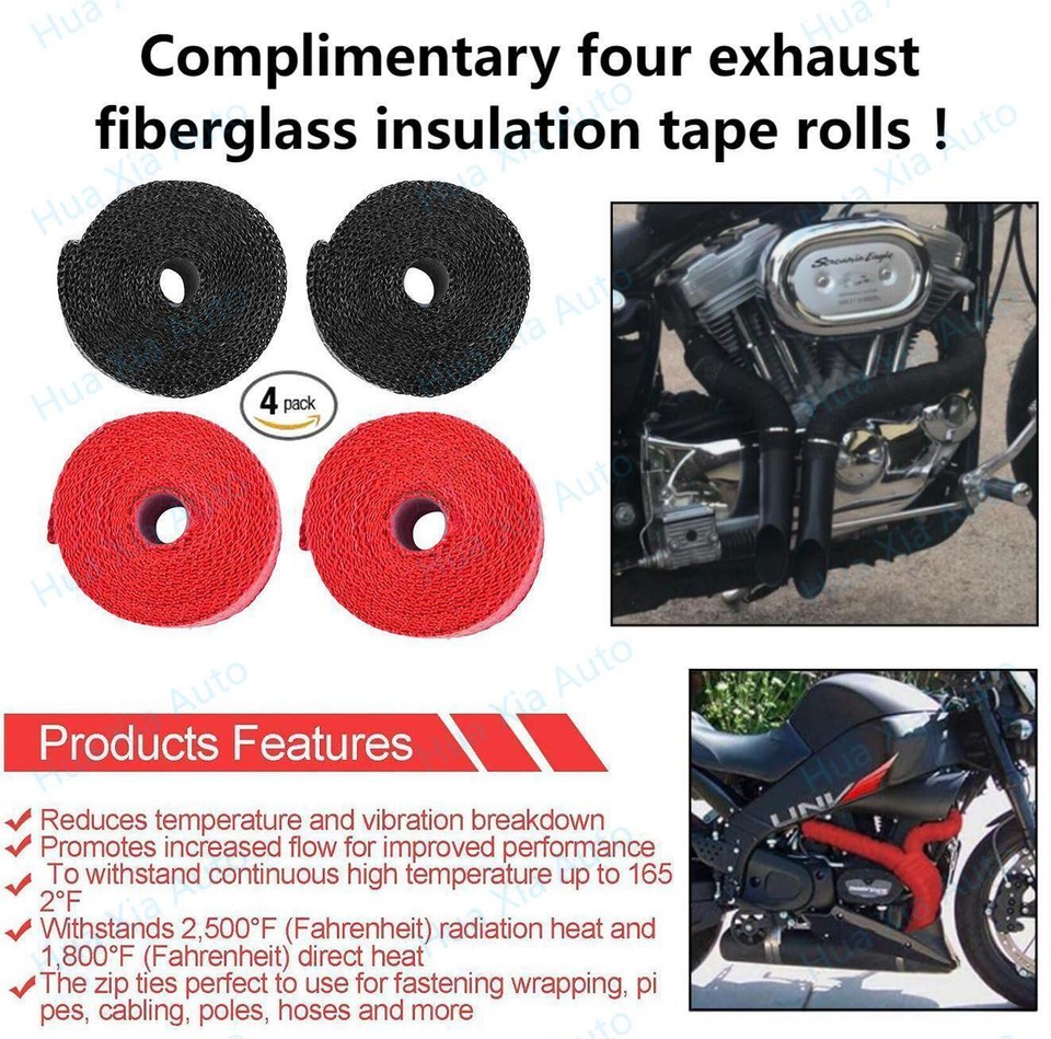 2" LAF Exhaust Pipes w/ Torque Cone for Harley Sportster Softail Black ...