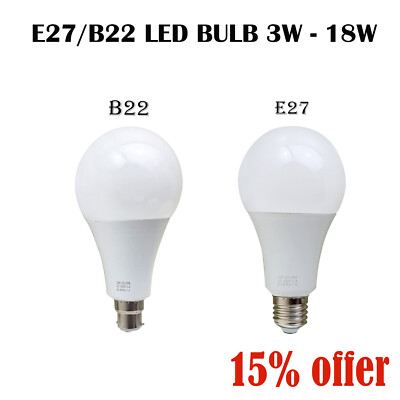 LED 3W-25W Bulb B22/E27 Bayonet GLS Lamp Light Bulbs Cool/ Warm New UK ...