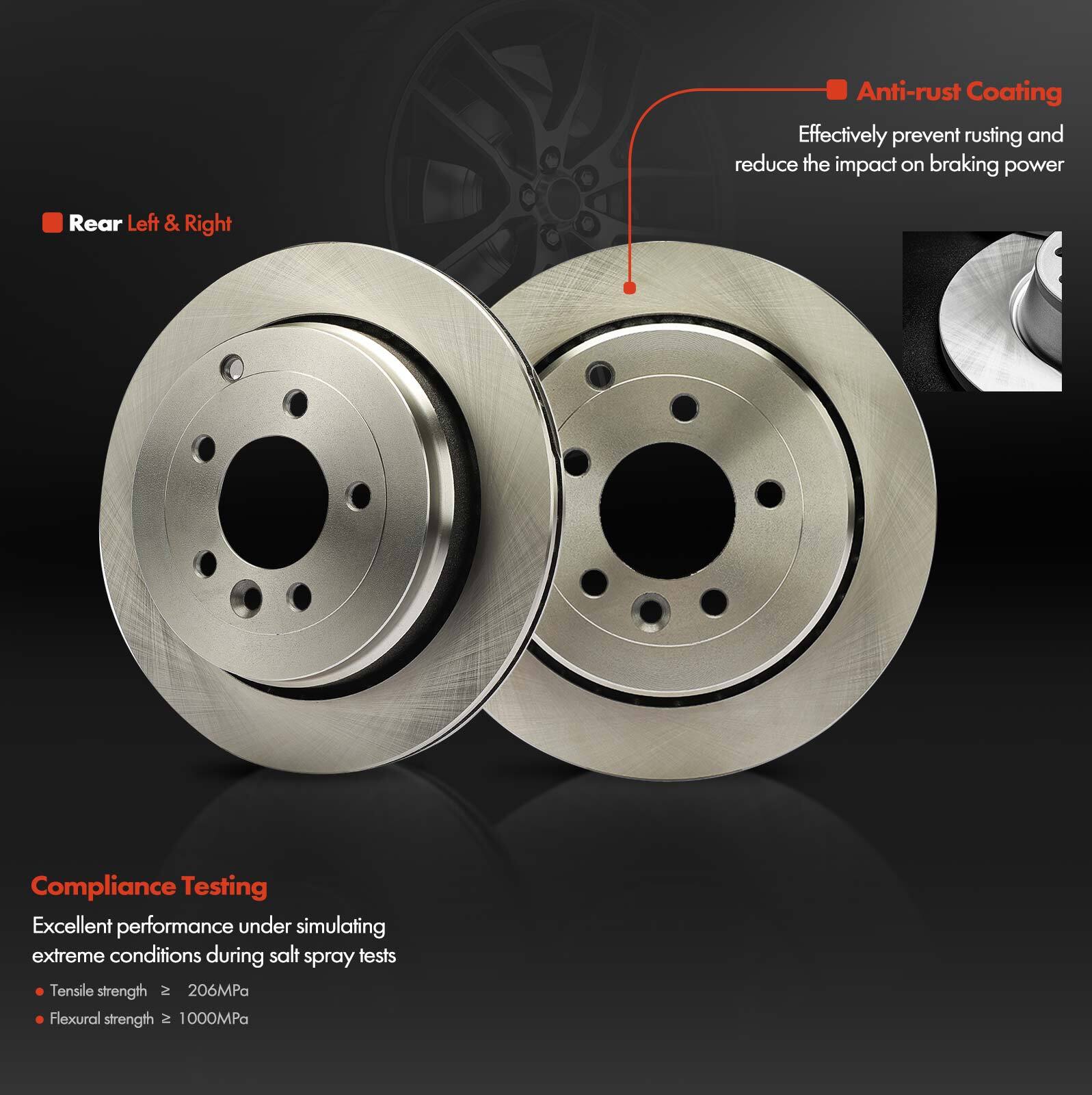 Rear LH & RH Disc Brake Rotors + Brake Pads for Land Rover LR3 2005 ...