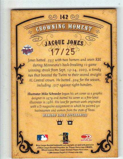 2004 DIAMOND KINGS Framed Bronze Signatures "Jacque Jones" Pr: 17/25 | eBay