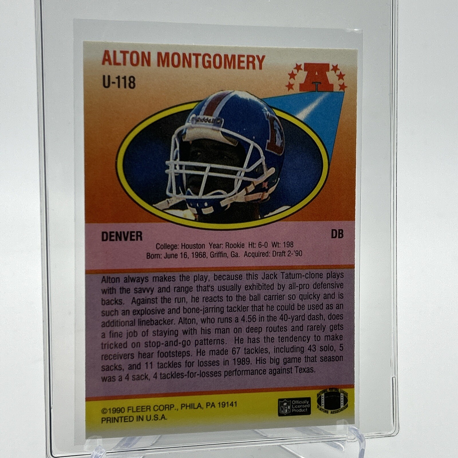 1990 Fleer Update Alton Montgomery Rookie Card #U-118 Mint FREE ...
