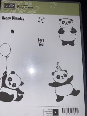 Stampin’ Up PARTY PANDAS Stamp Set Balloon Party Hat Happy Birthday Hi ...