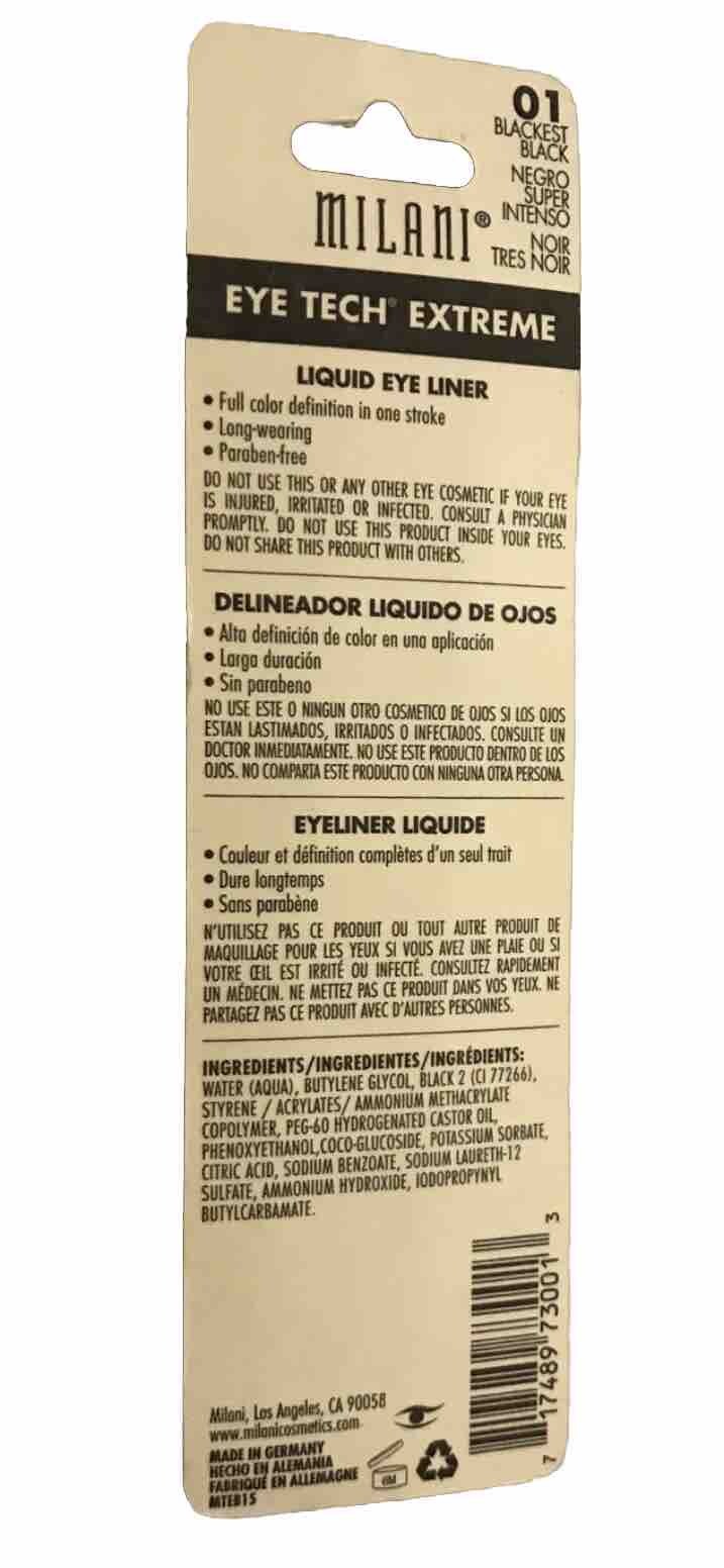 1 MILANI EYE TECH EXTREME Liquid EyeLiner ~ 01 BLACKEST BLACK SEALED | eBay