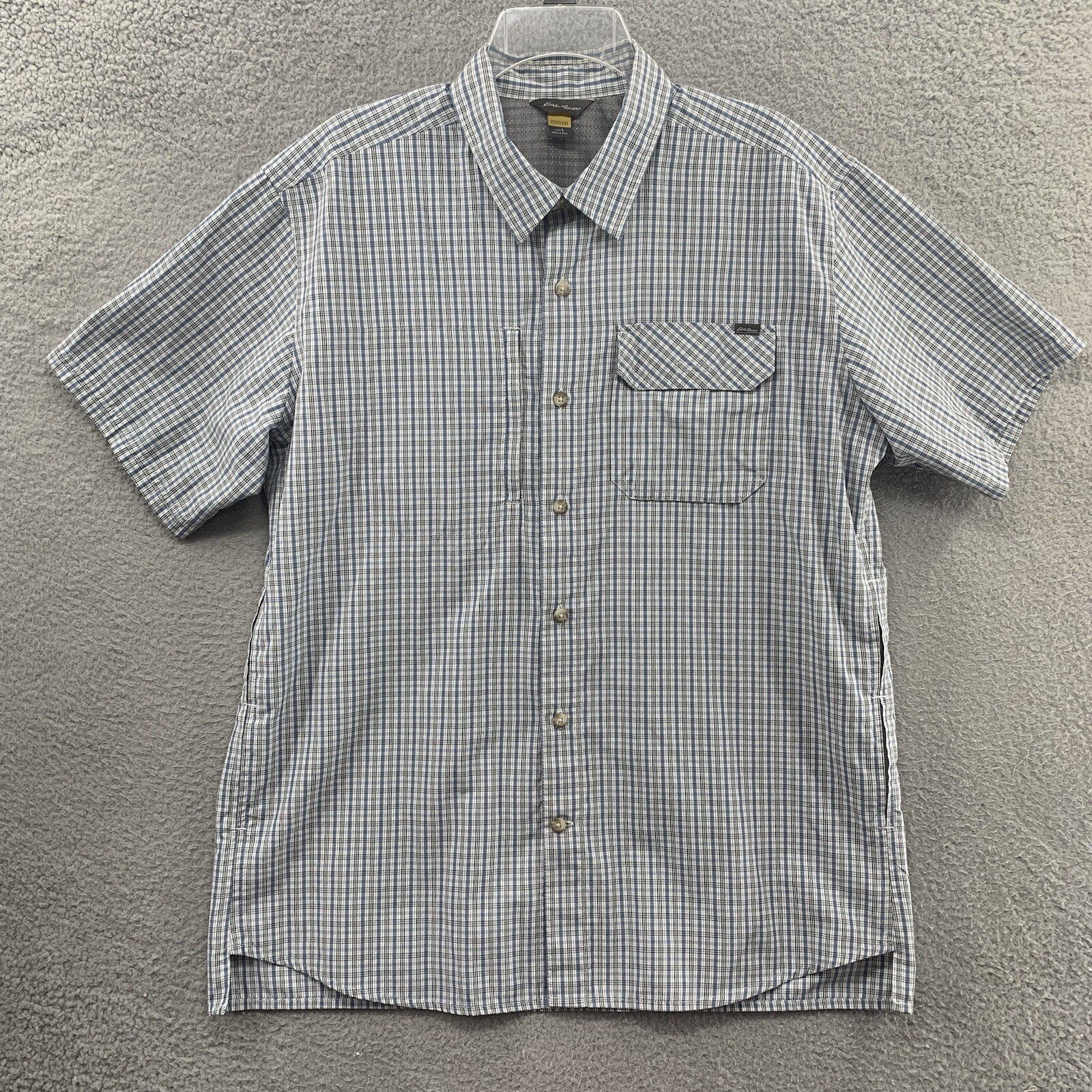Eddie Bauer Travex Short Sleeve Button Shirt Mens Plaid Cotton ...