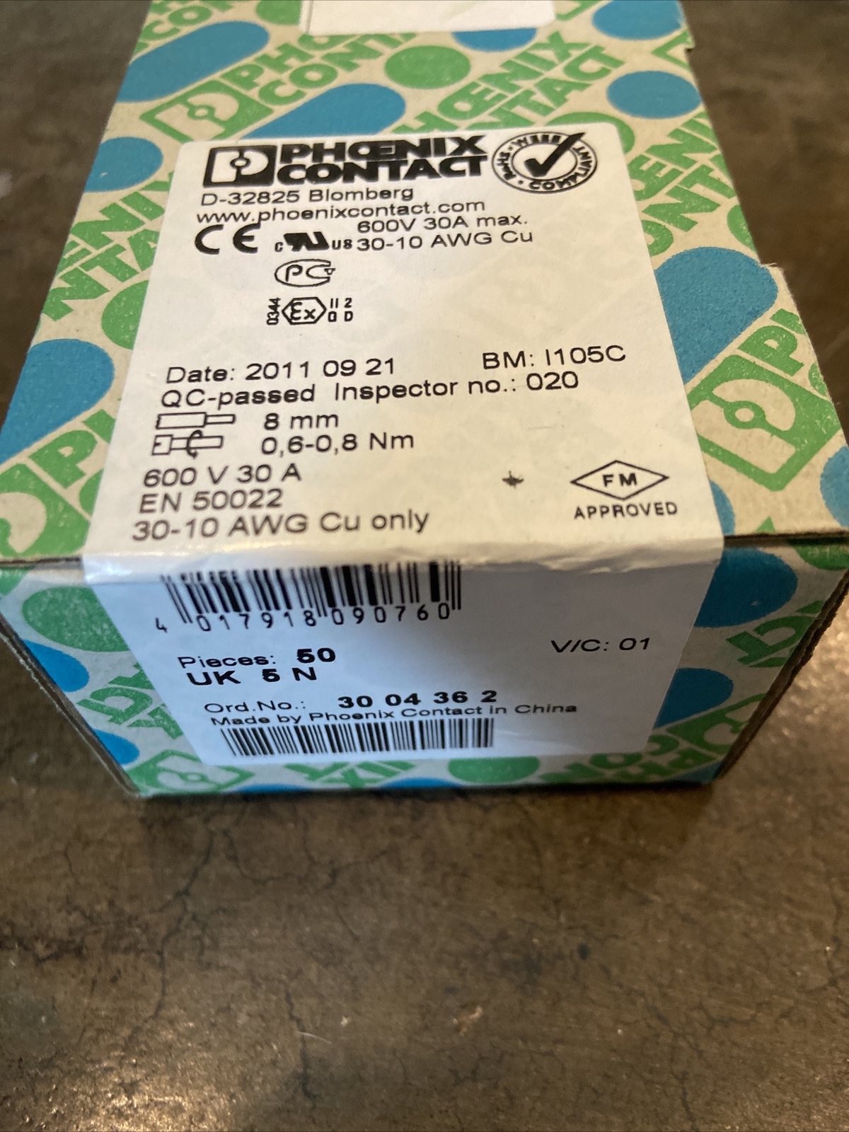 50pcs Phoenix Contact 3004362 UK5N DIN Rail Pass-Thru Clamp Grey New in ...