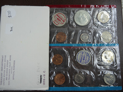 1970 US Mint Set Small Date S Cent Variety Uncirculated 10 Coins P & D ...