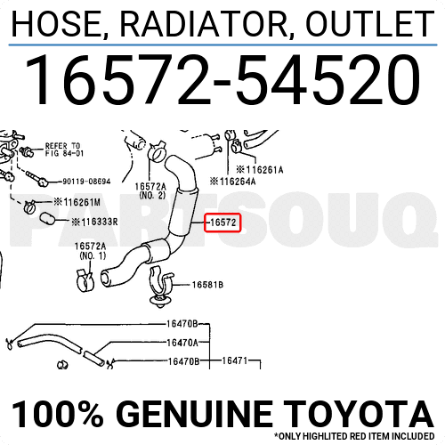 1657254520 Genuine Toyota HOSE, RADIATOR, OUTLET 16572-54520 | eBay