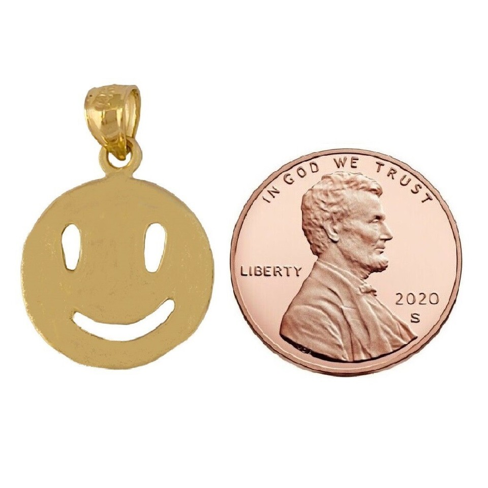 14k Yellow Gold Happy Smiley Face Emoji Pendant / Charm, Made in USA | eBay