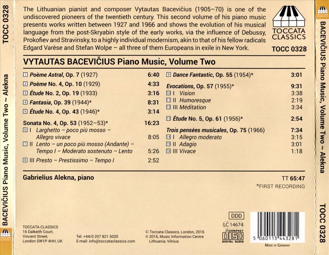 VYTAUTAS BACEVICIUS: ORCHESTRAL WORKS, VOL. 2 NEW CD 5060113443281| eBay