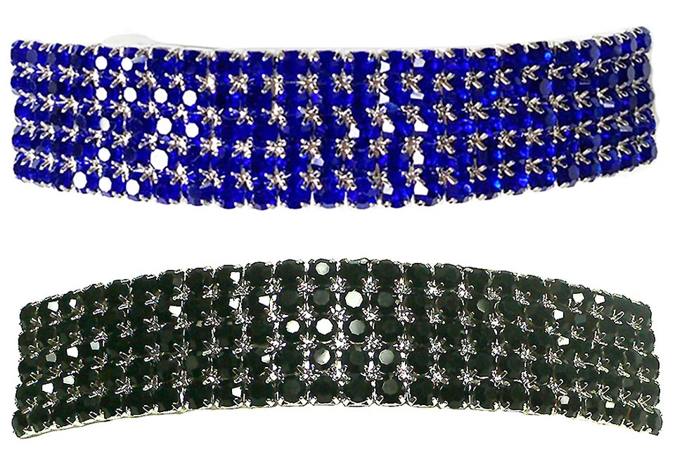 Set of 2 Large Vintage Bar Barrettes Sparkly Crystals Thick Hair ...