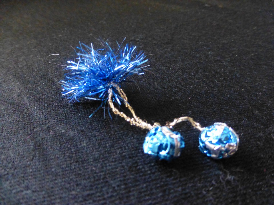 Antique Blue Wire Star-Burst Tinsel Christmas Ornament with Dangling ...